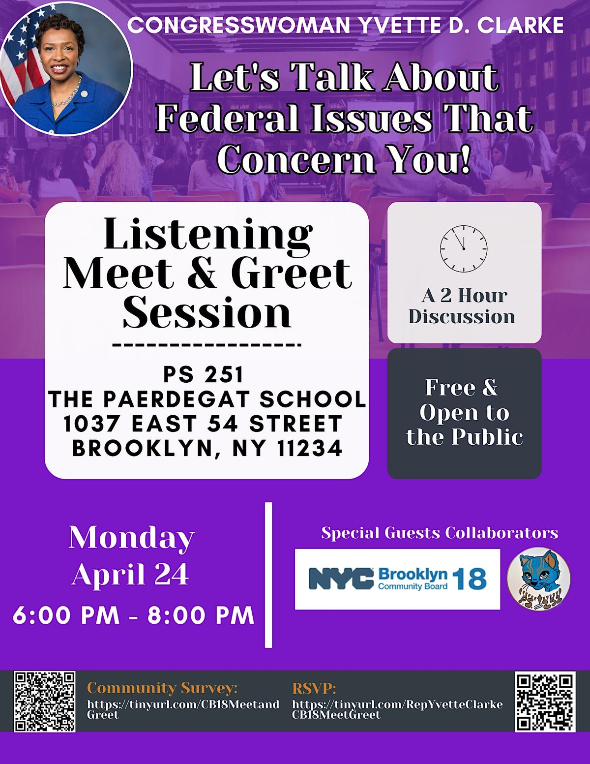 Rep. Yvette D. Clarke in Collaboration with CB 18 Listening Session at ...