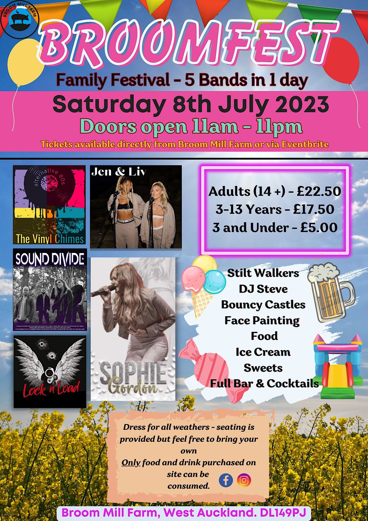 Broomfest 2023 - Family Festival! 5 Bands in 1 Day at Broom Mill Farm ...
