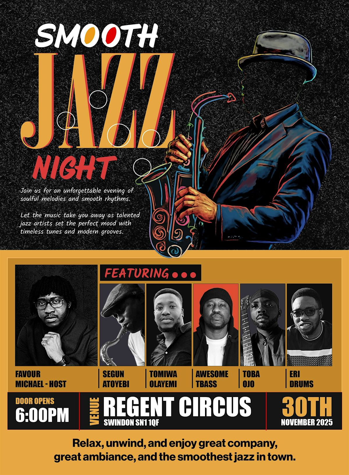 Smooth jazz night at Swindon Dance on 30th November, 2025