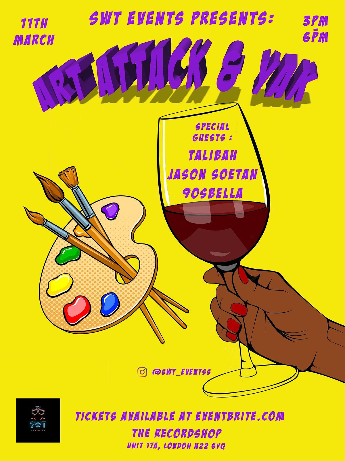 Art Attack And Yak (A Sip And Paint Event) at The RecordShop, London on ...