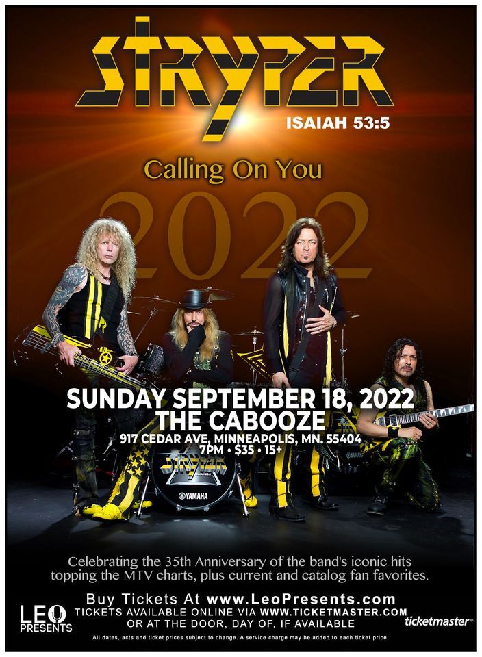 STRYPER: Calling On You Tour in Minneapolis at The Cabooze, Minneapolis ...