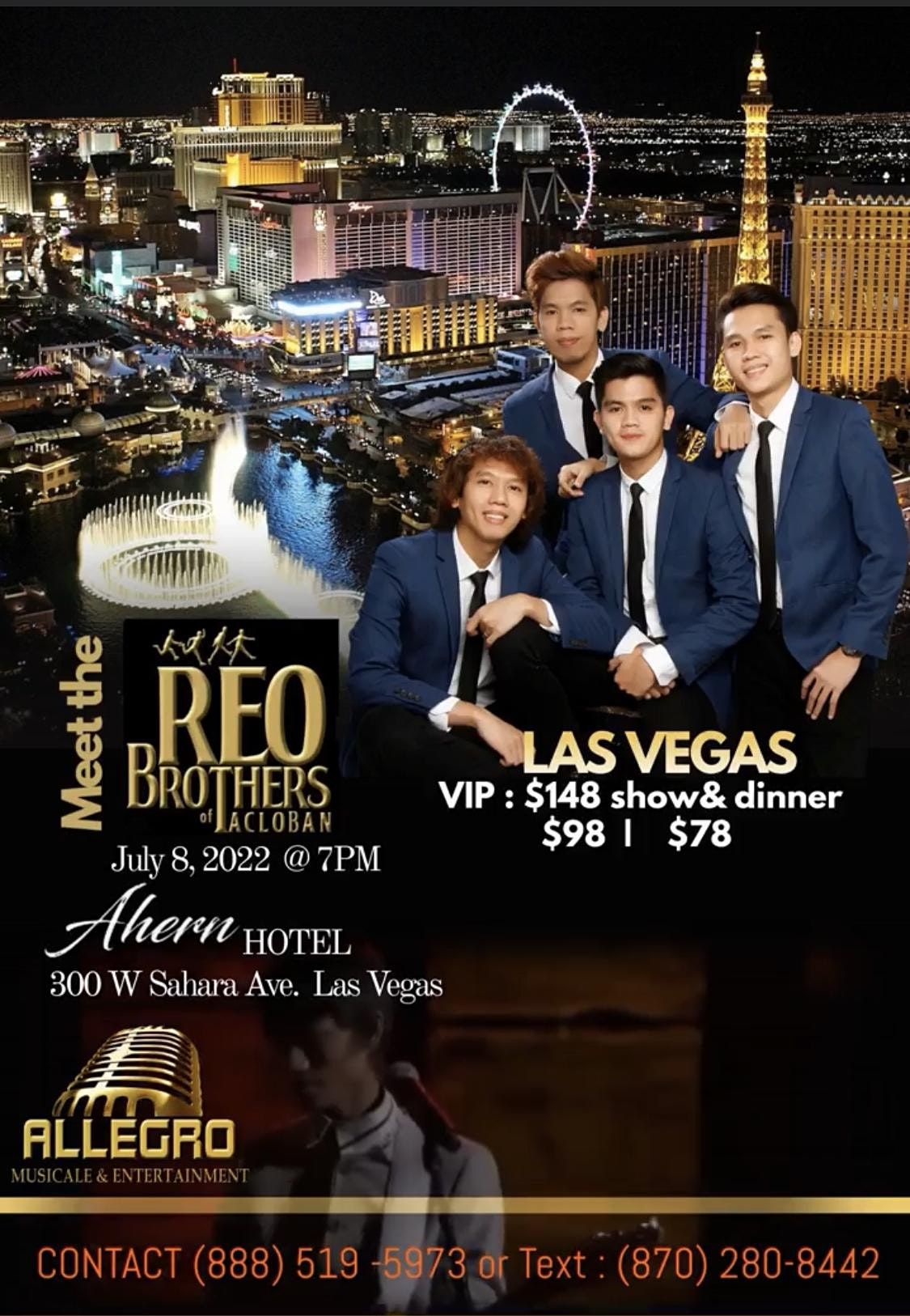 The Reo Brothers of Tacloban at Ahern Hotel, Las Vegas on 8th July, 2022