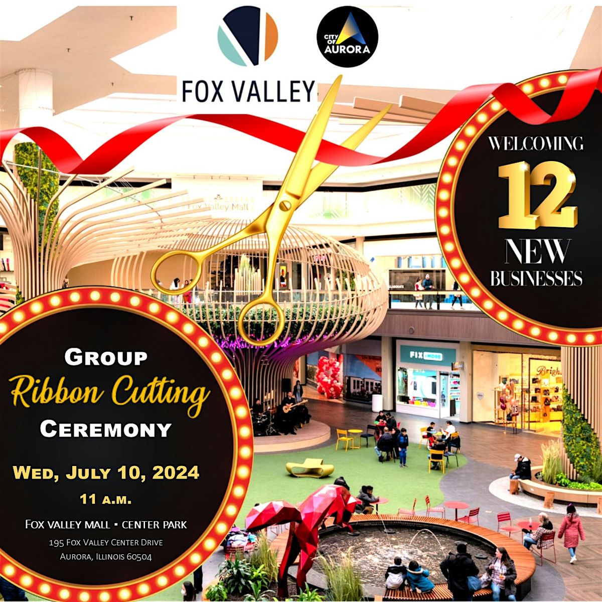 Ribbon Cutting Ceremony for 12 New Businesses at Fox Valley Mall at Fox ...