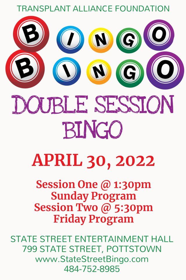 Double Bingo Session | State Street Entertainment Hall, Pottstown, PA ...