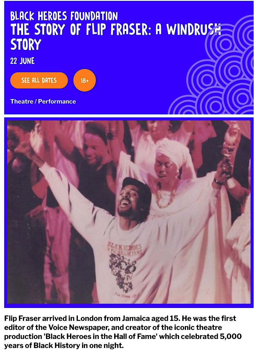 The Story of Flip Fraser: A Windrush Story. Part of WAF23 | Battersea ...