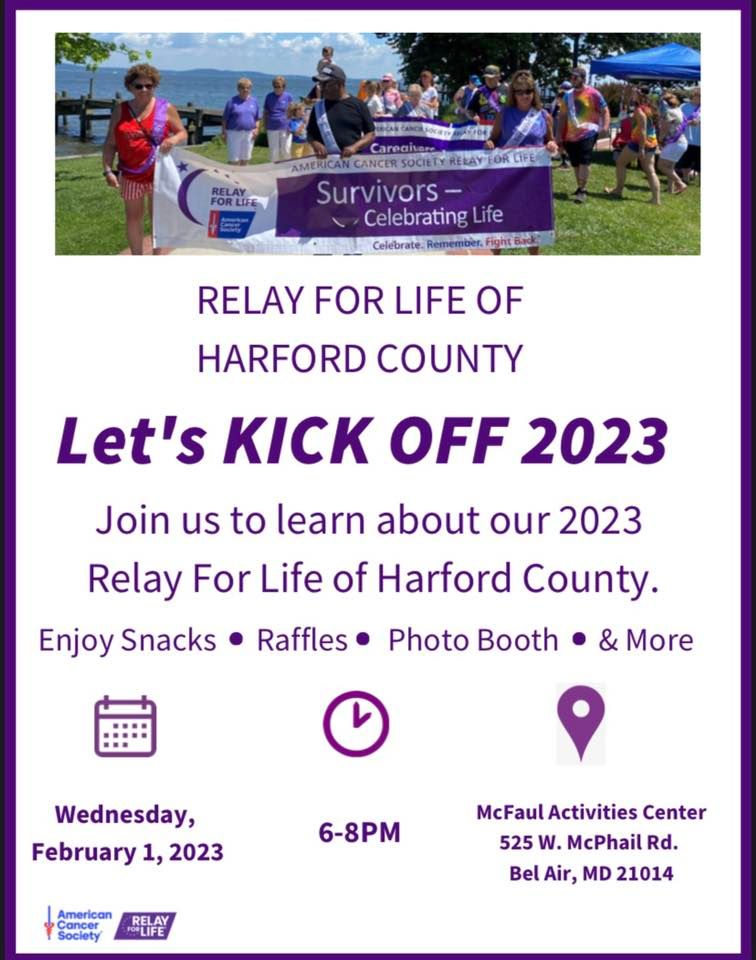 Relay for Life Kick Off at McFaul Center, Bel Air on 1st February, 2023