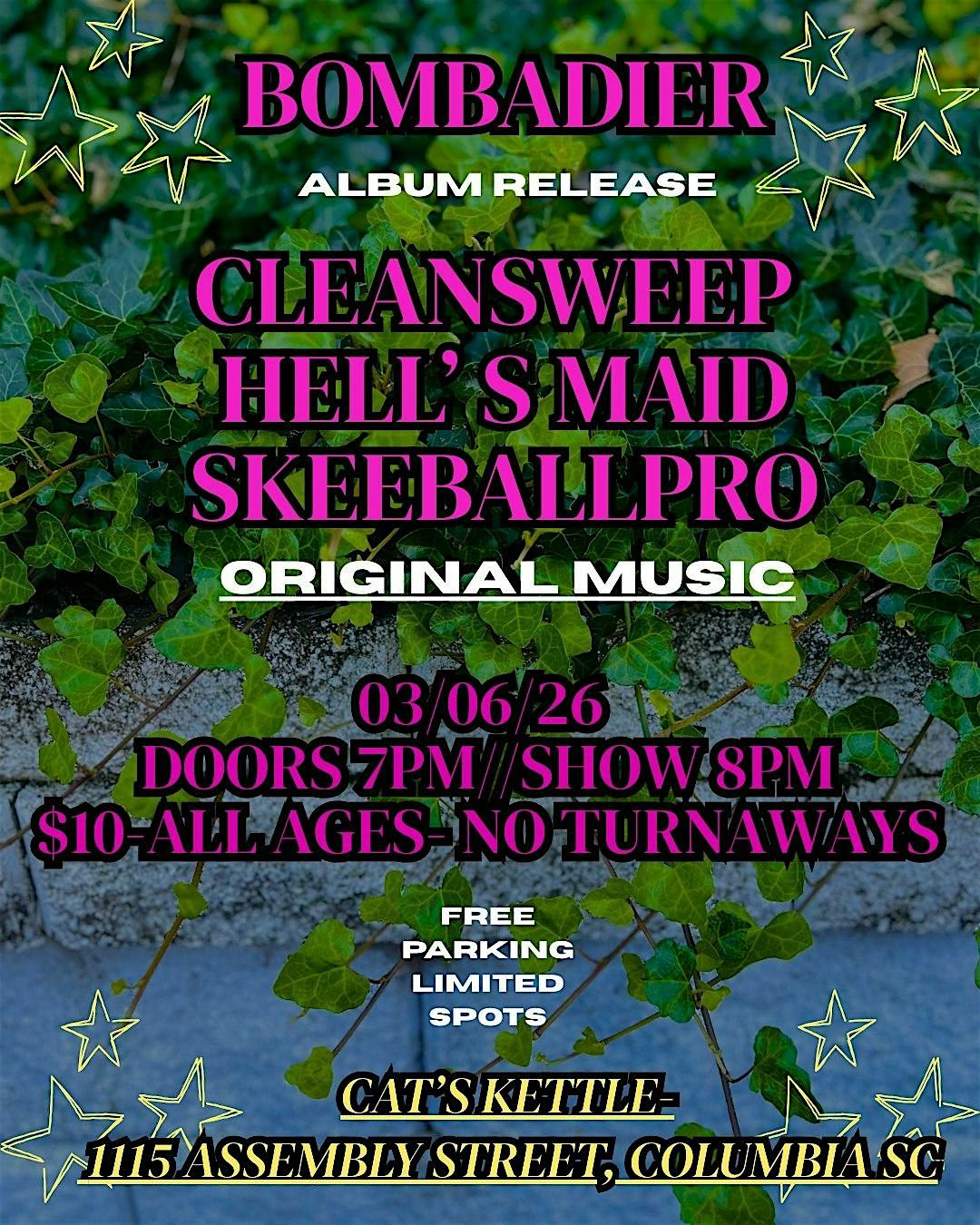 Bombadier Album Release- w/ Cleansweep, Hells Maid, Skeeball Pro at ...