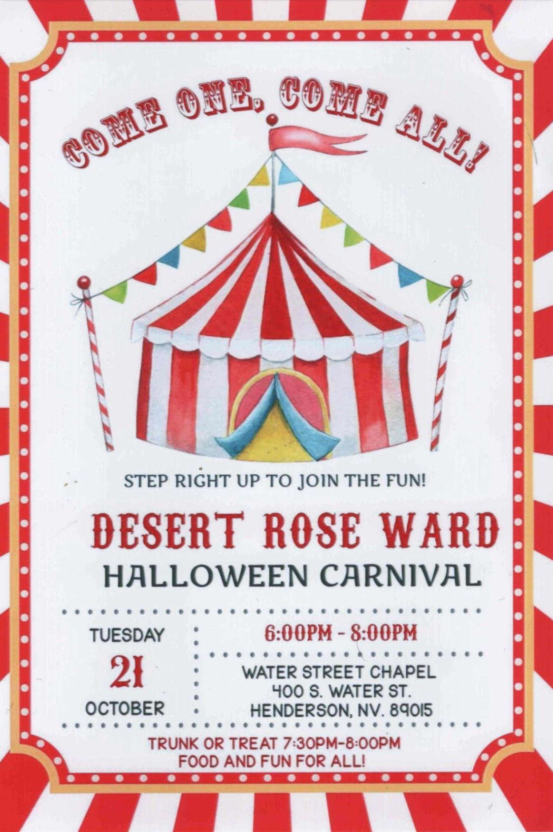 Desert Rose Ward Halloween Carnival and Trunk or Treat at The Church of ...