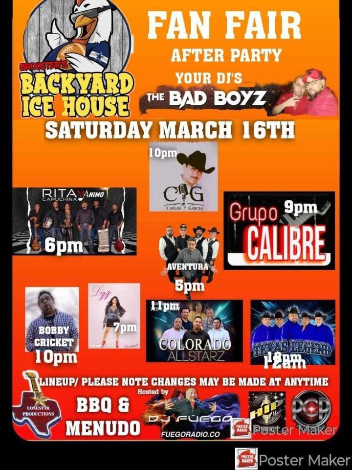 Fan Fair After Party!!!! Saturday Night 3/16/2024 at Brooster's ...