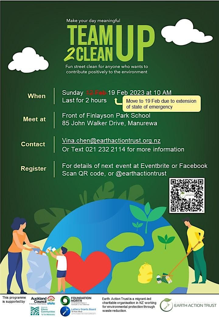 Team Up 2 Clean Up - 19 February (Sunday) at Finlayson Park School ...