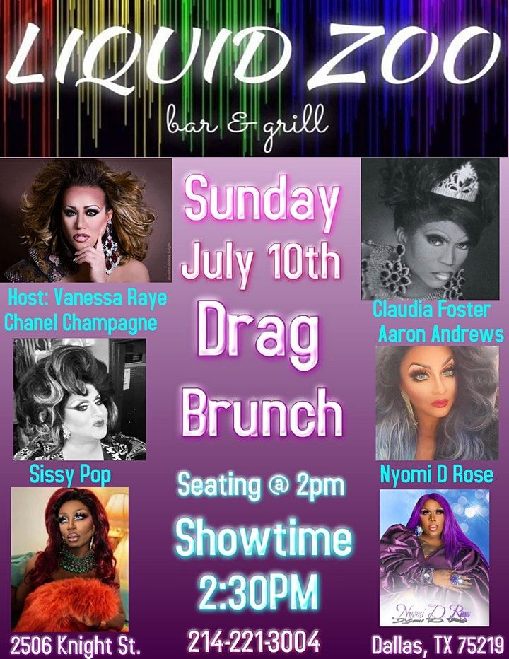 Drag Brunch Sunday/ Vanessa Raye at Liquid Zoo, Dallas on 10th July, 2022