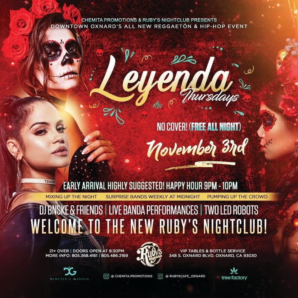 Leyenda Thursday | Ruby’s, Oxnard, CA | November 3 to November 4
