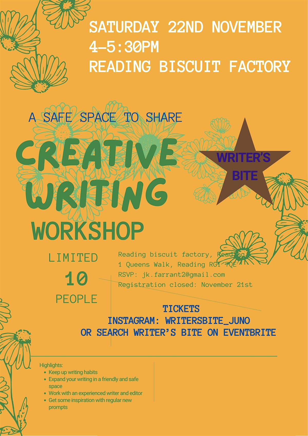 Writers Bite, creative writing workshop | age 18-30 at Reading Biscuit ...