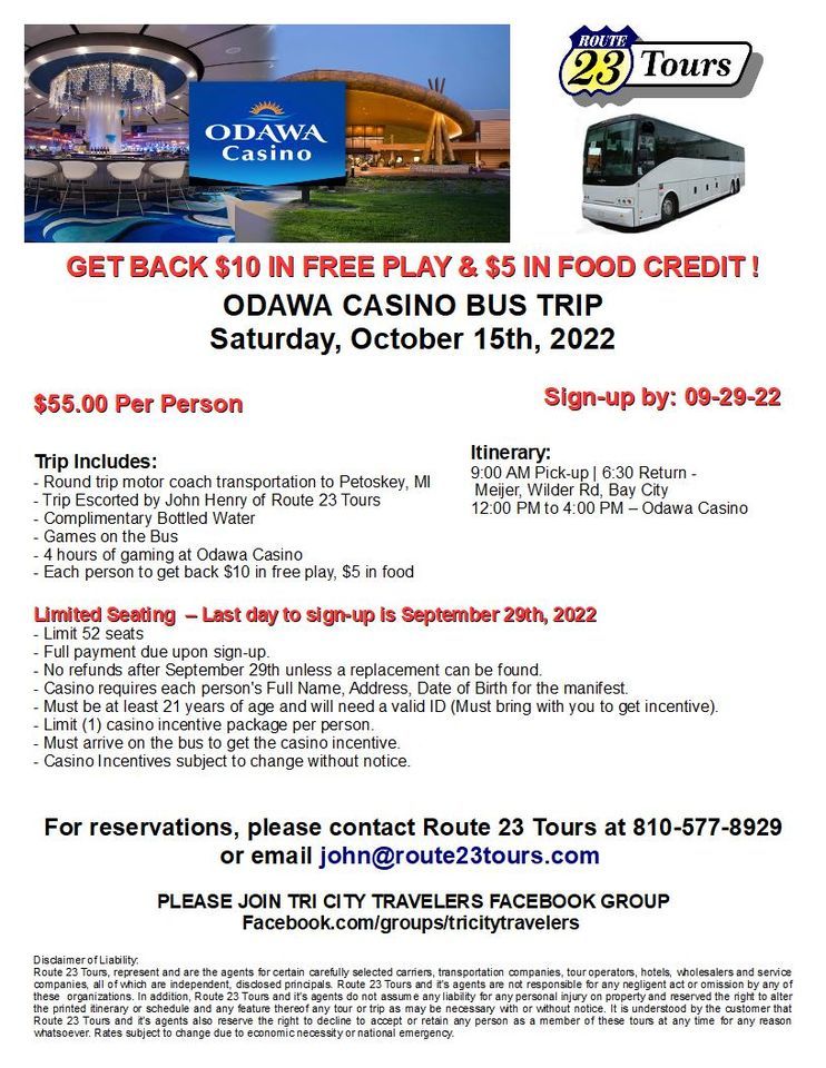 Odawa Casino Bus Trip - Limited Seating Sign Up Today! | Meijer ...