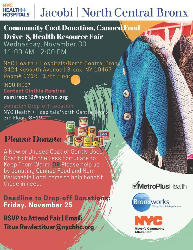 Community Coat Donation, Canned Food Drive, & Resource Fair at 3424 ...