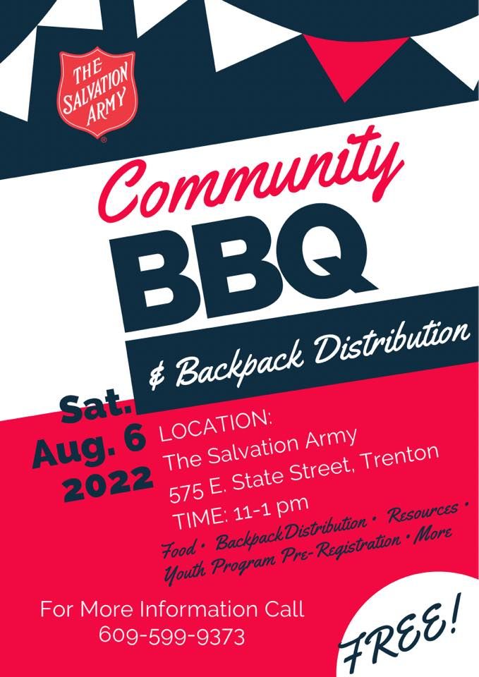 Community BBQ & Backpack Distribution at The Salvation Army Trenton ...