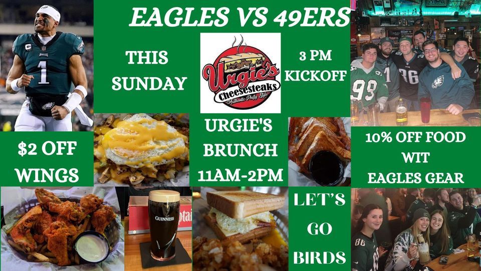 Eagles vs 49ers Pre kick off | Urgie's Cheesesteaks, Harrisonburg, VA ...
