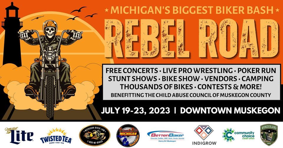 Rebel Road Motorcycle Rally 2023 | Downtown Muskegon, Michigan | July ...