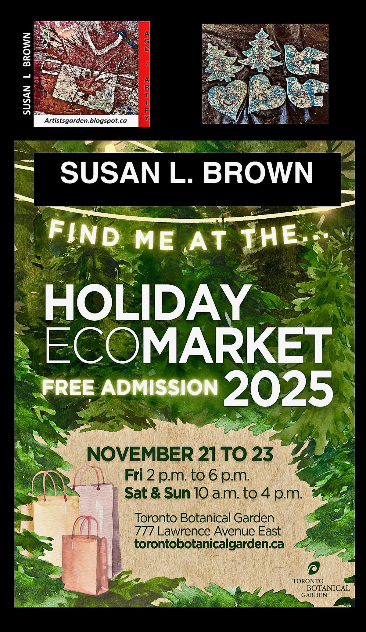 Susan L Browns Works at the TBG Holiday Market -Nov.21 - 23 at Toronto ...