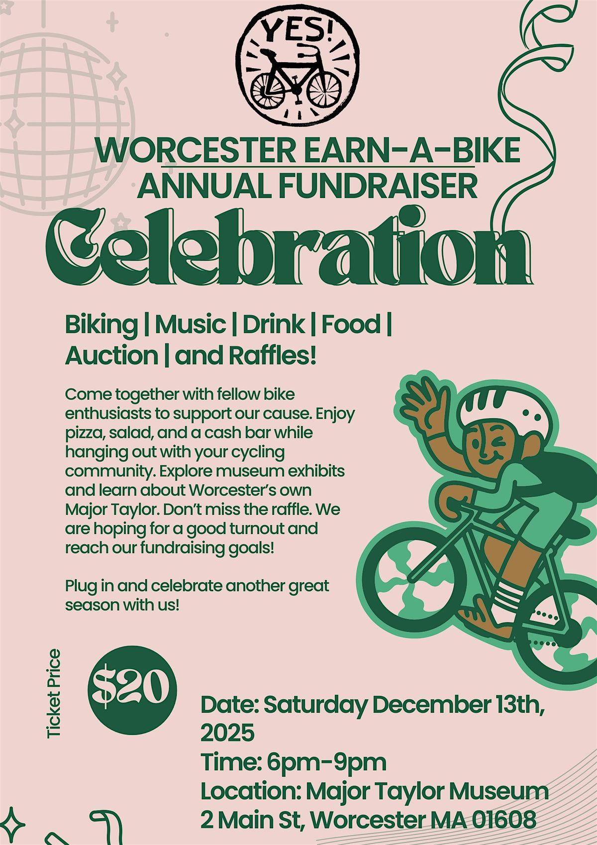 Worcester Earn-A-Bikes Annual Fundraiser at Major Taylor Museum, Worcester on 13th December, 2025