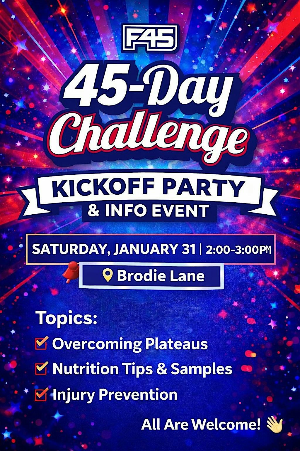 2026 Challenge! Kickoff Party & Info Event at F45 Training Brodie Lane ...