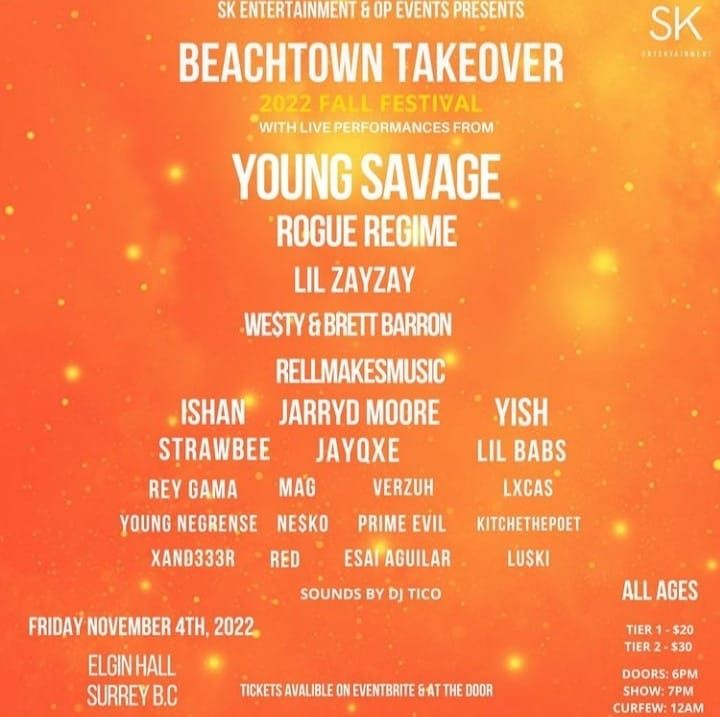 BEACHTOWN TAKEOVER FALL FESTIVAL 2022 | Elgin Hall, Surrey, BC ...