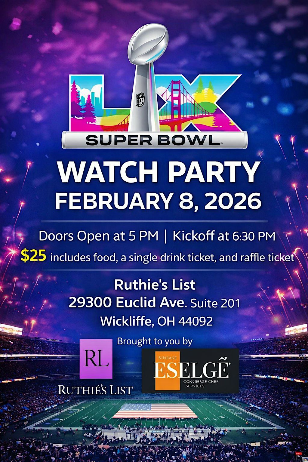 Super LX Watch Party at Ruthie’s List, Wickliffe on 8th February, 2026