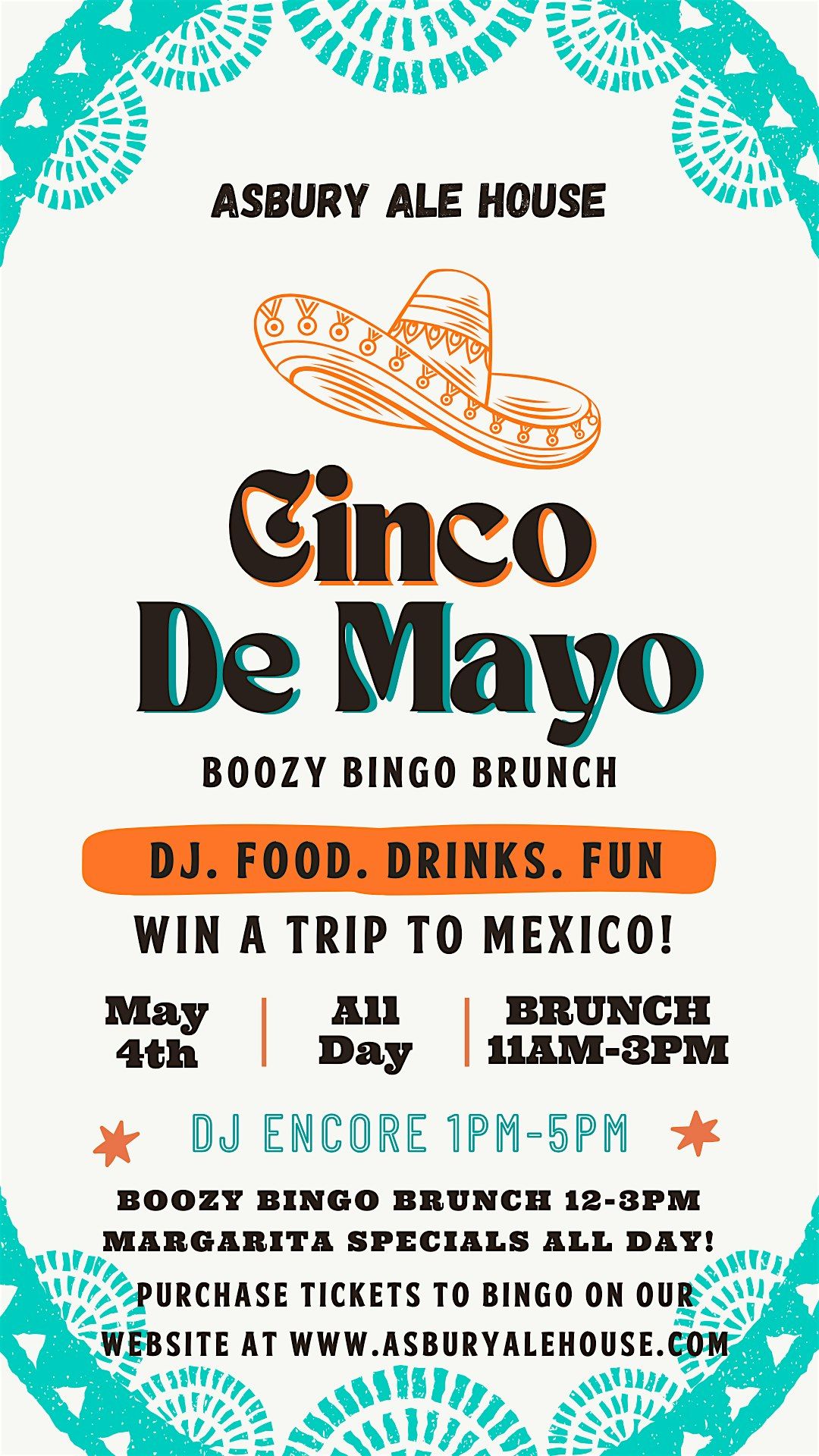 Cinco de mayo boozy BINGO brunch | Asbury Ale House Sports Bar and ...