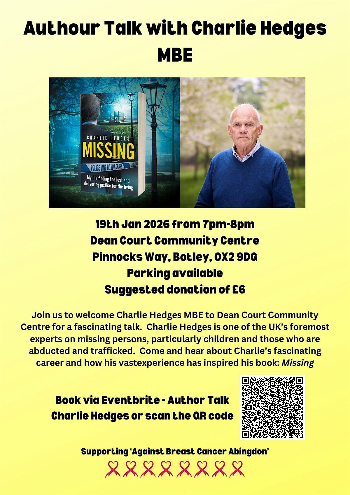 Author Talk Charlie Hedges at Dean Court Community Centre, Botley on ...