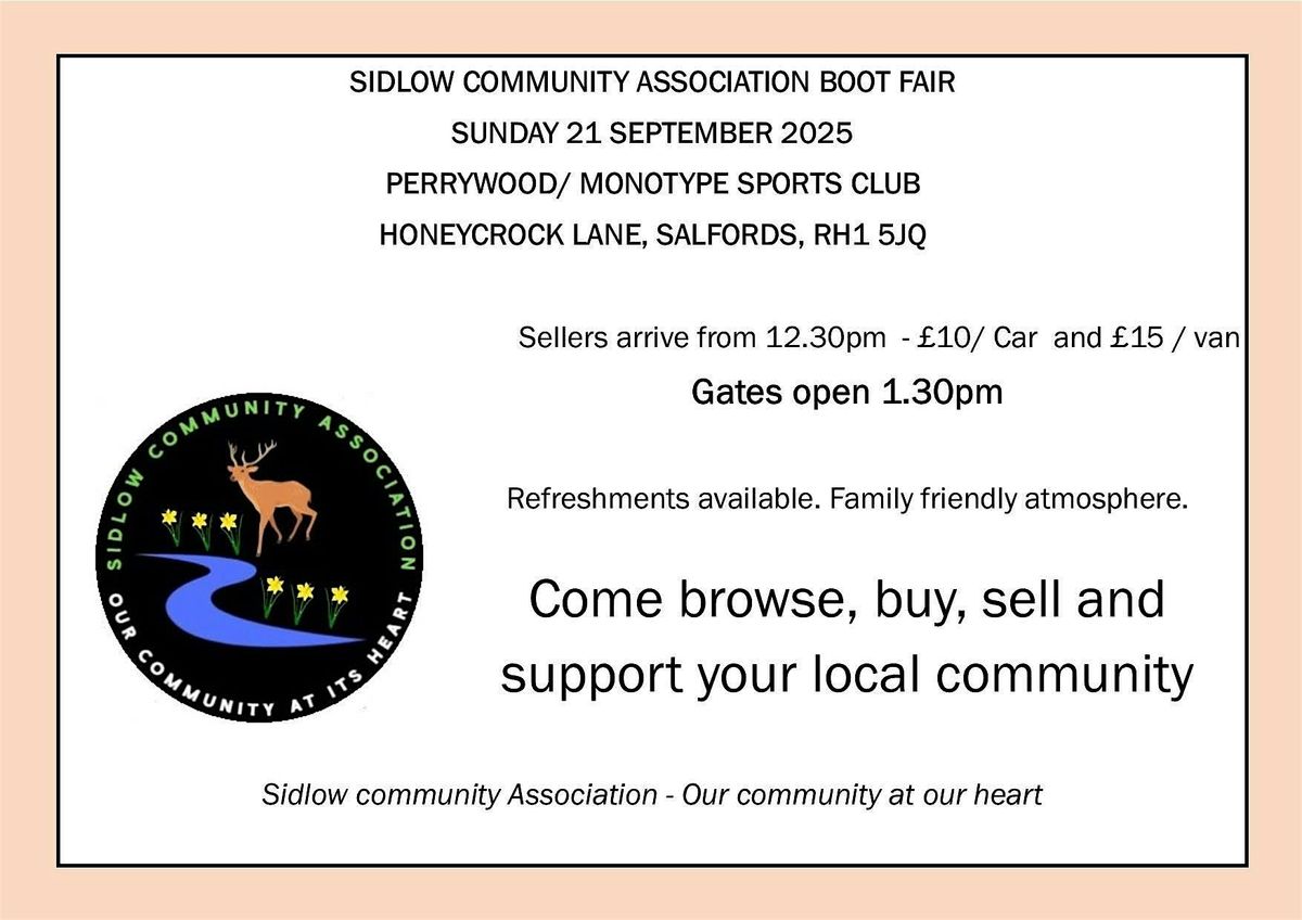 Car Boot Sale at Monotype - Perrywood Sports & Social Club, Redhill on ...