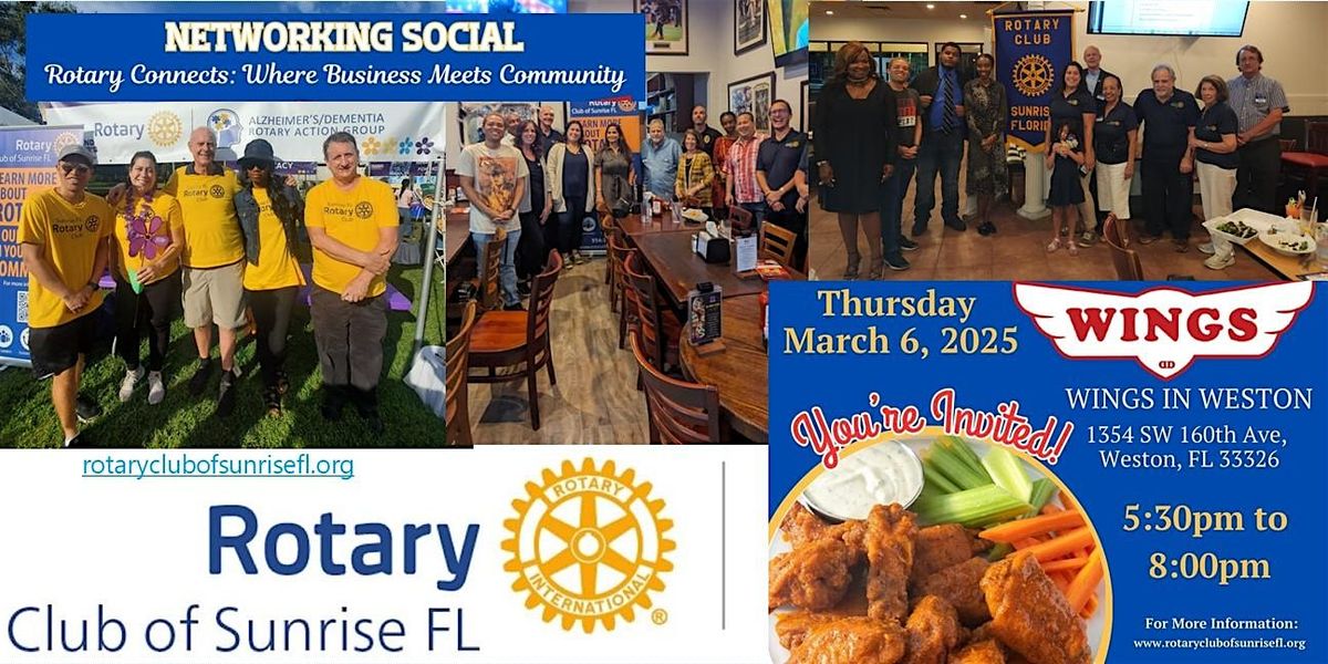 Youre Invited: Rotary Networking Social at Wings in Weston at Wings In ...