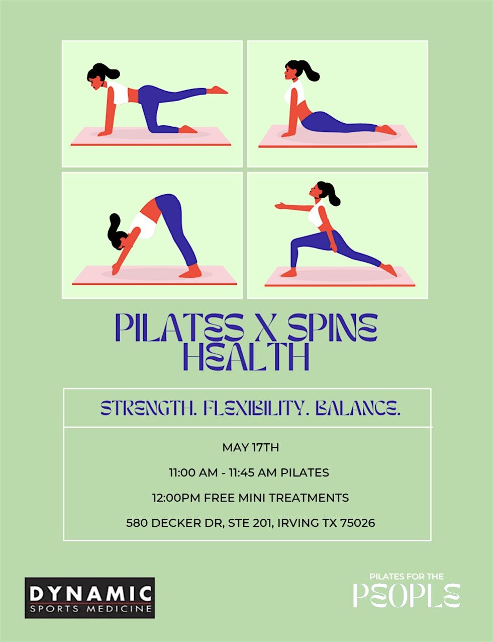 Pilates x Spine Health at Dynamic Sports Medicine - Irving on 17th May ...