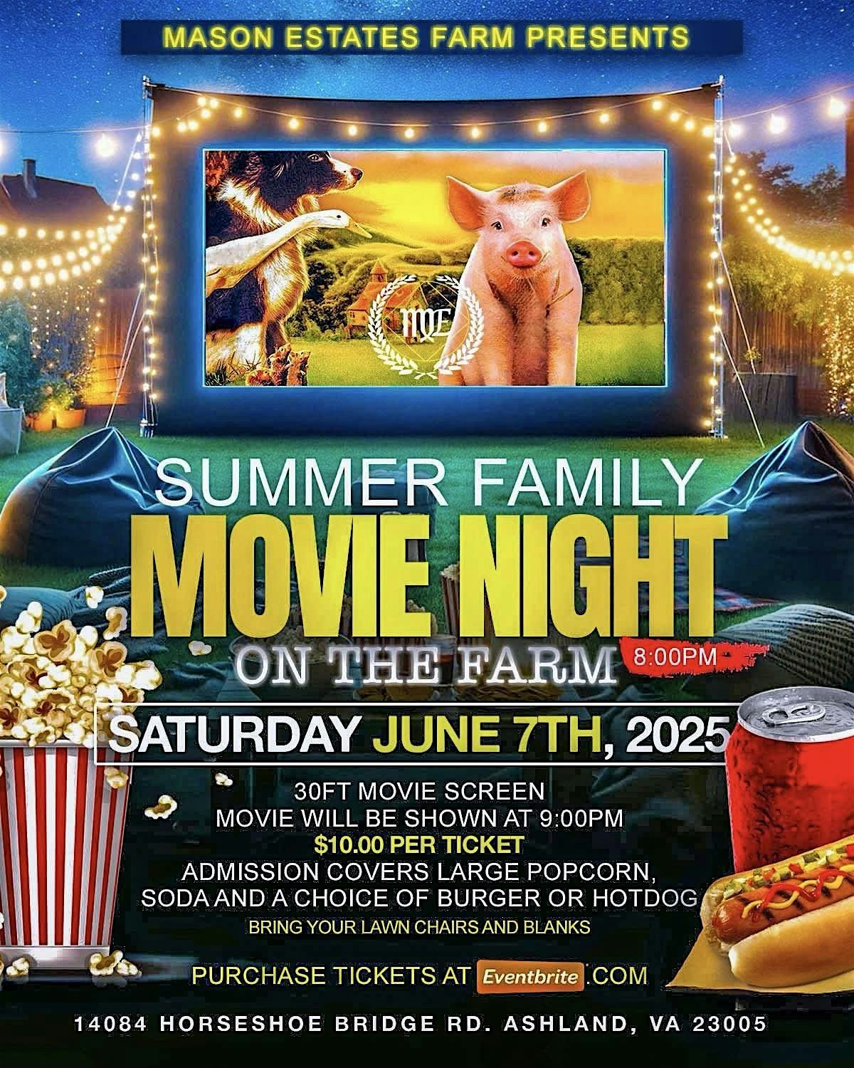 Summer Family Movie Night on the Farm at Mason Estates Farm LLC ...