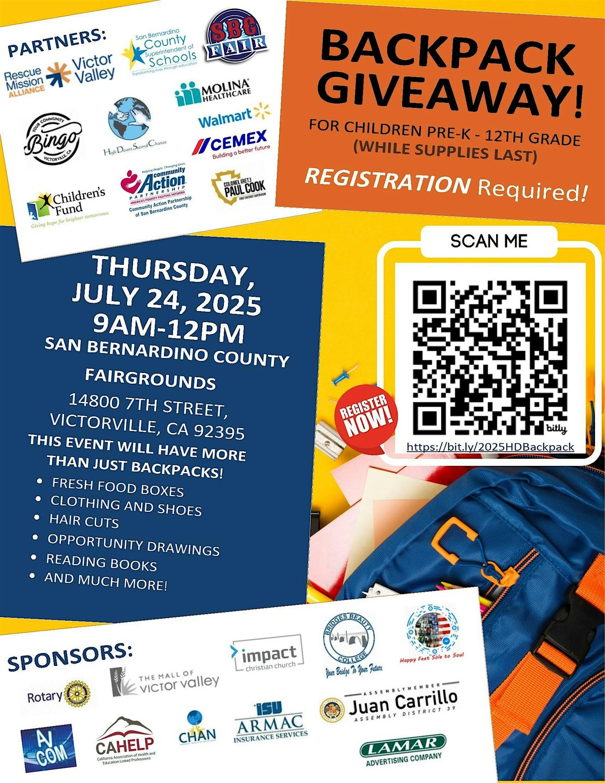 The Great High Desert 2025 Backpack Giveaway at San Bernardino County Fairgrounds, Victorville ...
