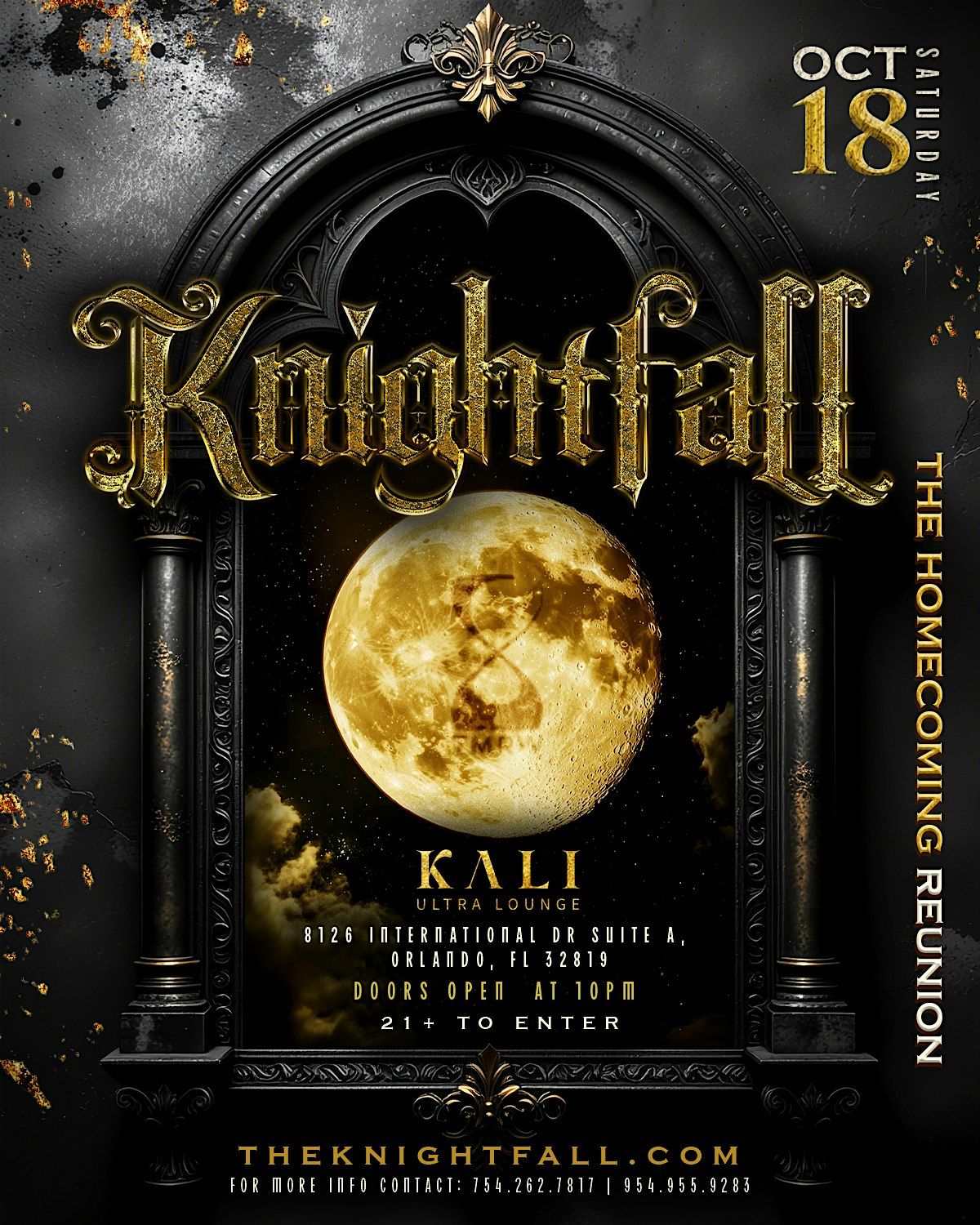 Knightfall: The Homecoming Reunion at Kali Ultra Lounge, Orlando on 18th October, 2025