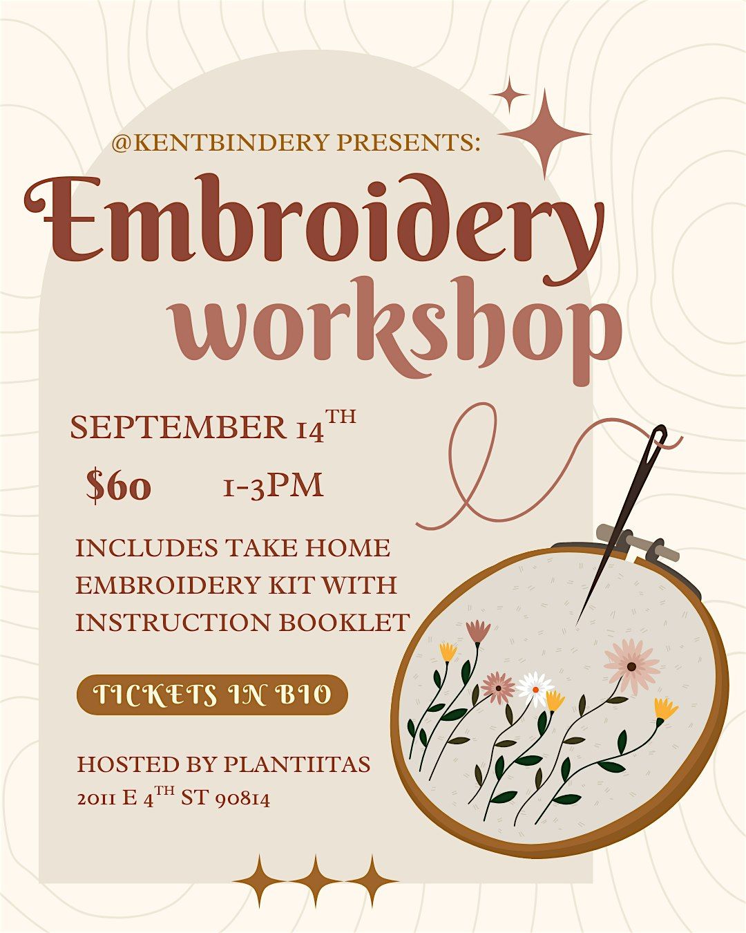 Embroidery Workshop | Plantiitas, Long Beach, CA | September 14, 2025