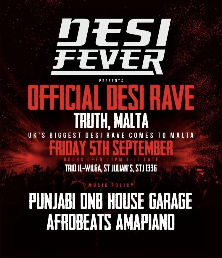 Desi Fever - The Official Desi Rave - Friday Malta Edition! | TRUTH, Saint Julians, MA ...