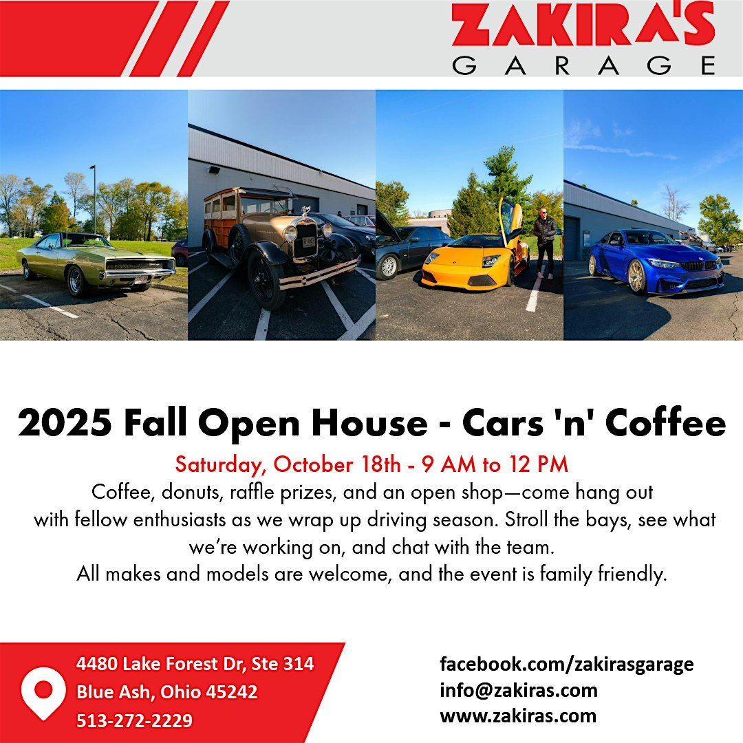 Zakiras Garage Fall Open House - Cars n Coffee at Zakira's Garage, Blue ...