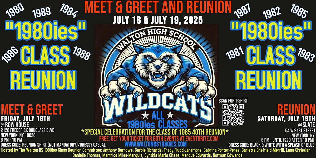 Walton HS 1980ies Class MEET & GREET. Friday, July 18, 2025 | Row House ...