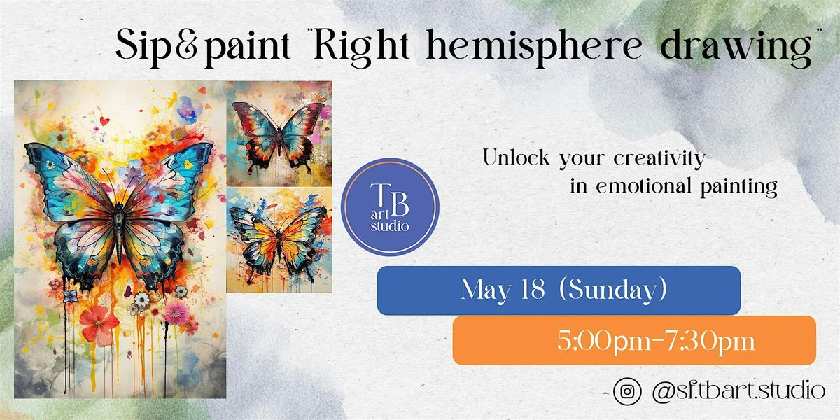 Sip&paint Right hemisphere drawing “Butterfly” at 911 Bryant St, San ...