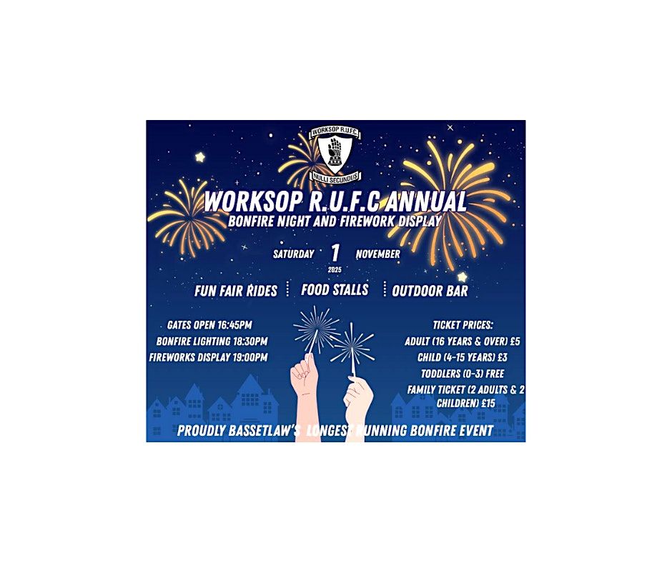 Worksop Rugby Union Football Club Annual Bonfire Night Event 2025 at ...
