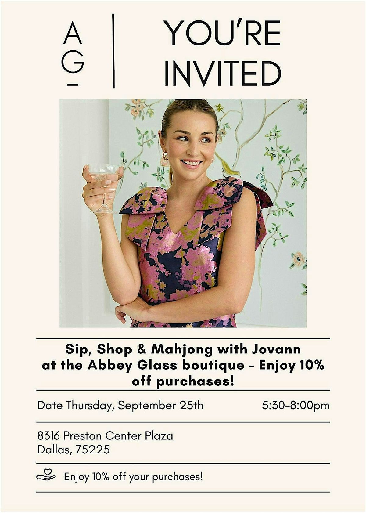 Come Sip, Shop & Mahjong at Abbey Glass Boutique - Preston Center Plaza ...