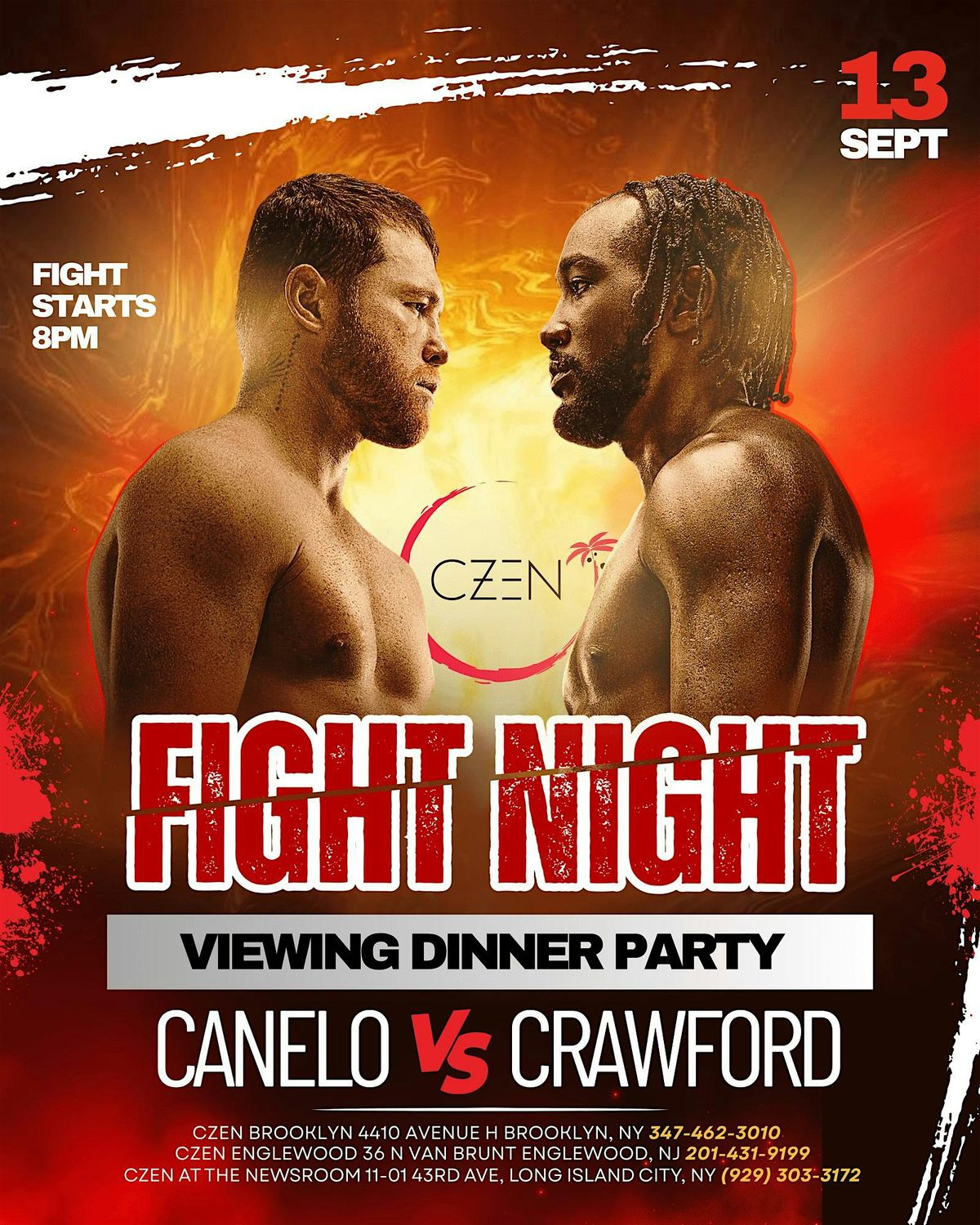 Fight Night Dinner Party — Canelo vs Crawford Live Viewing | 11-01 43rd ...