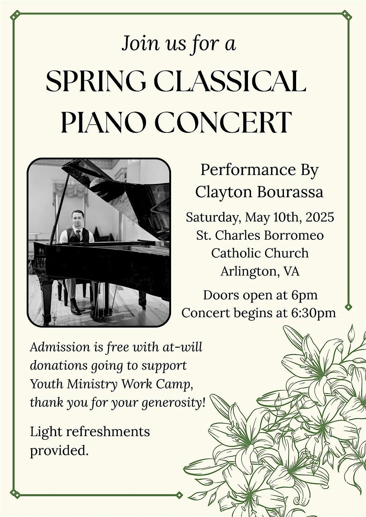 Spring Classical Piano Concert | St. Charles Catholic Church, Arlington ...