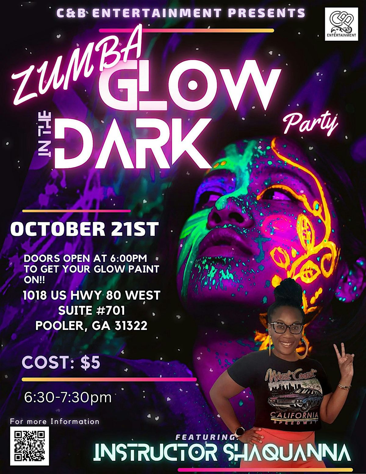 Glow-in-the-Dark Zumba at C&B Entertainment Venue, Pooler on 21st ...