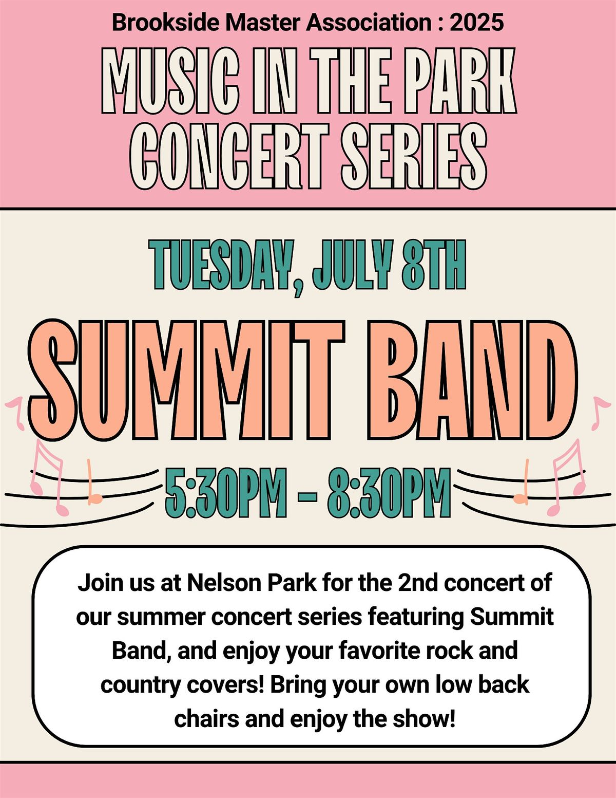 Brookside Master Association Summer Concert Series - Summit Band ...
