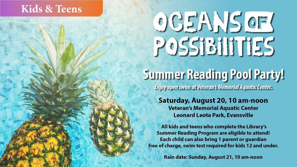 Summer Reading Pool Party! | Veteran's Memorial Aquatic Center ...