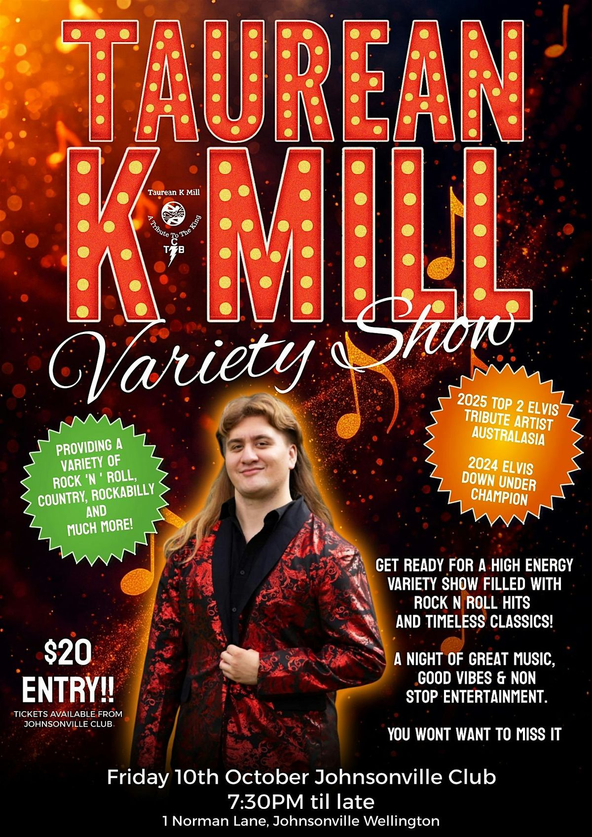 Taurean K Mill Variety Show! at Johnsonville Club Inc, Wellington on ...