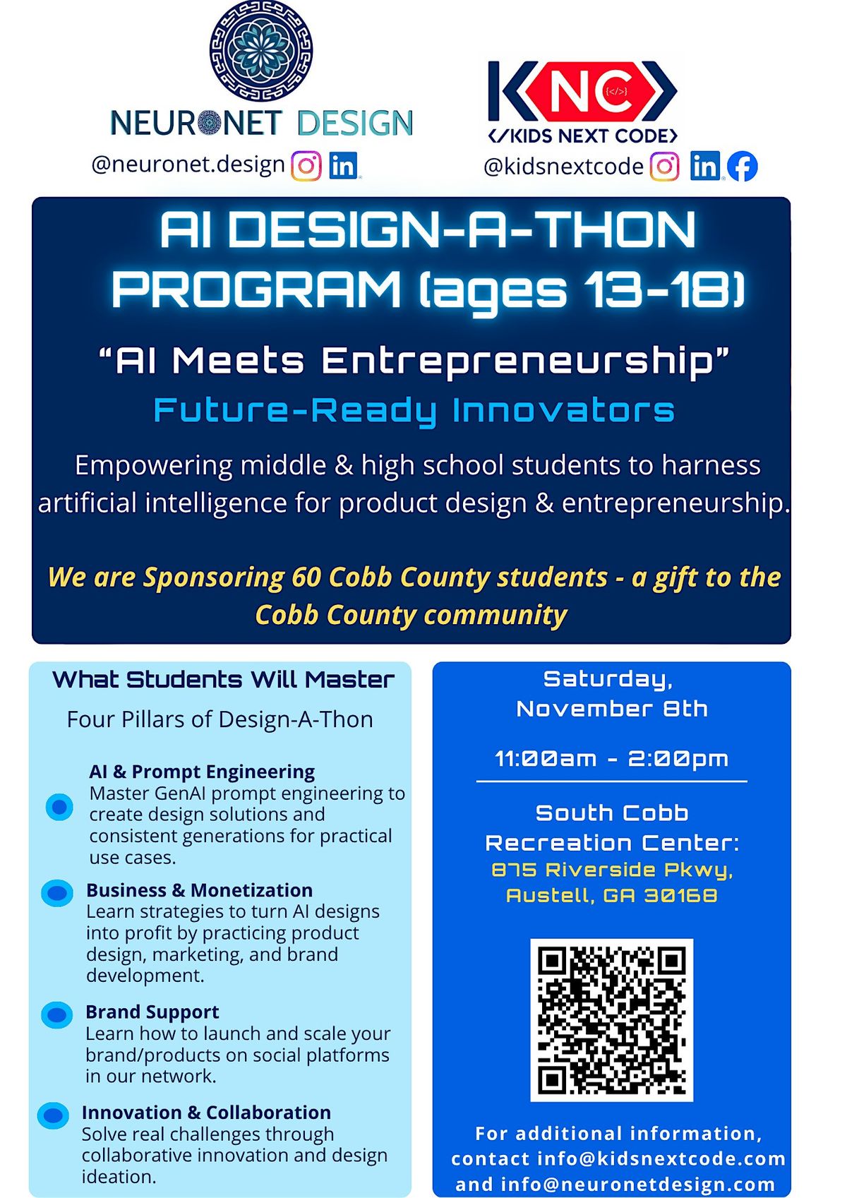 AI Design-A-Thon for teens: AI Meets Entrepreneurship (ages 13-18) at South Cobb Recreation ...