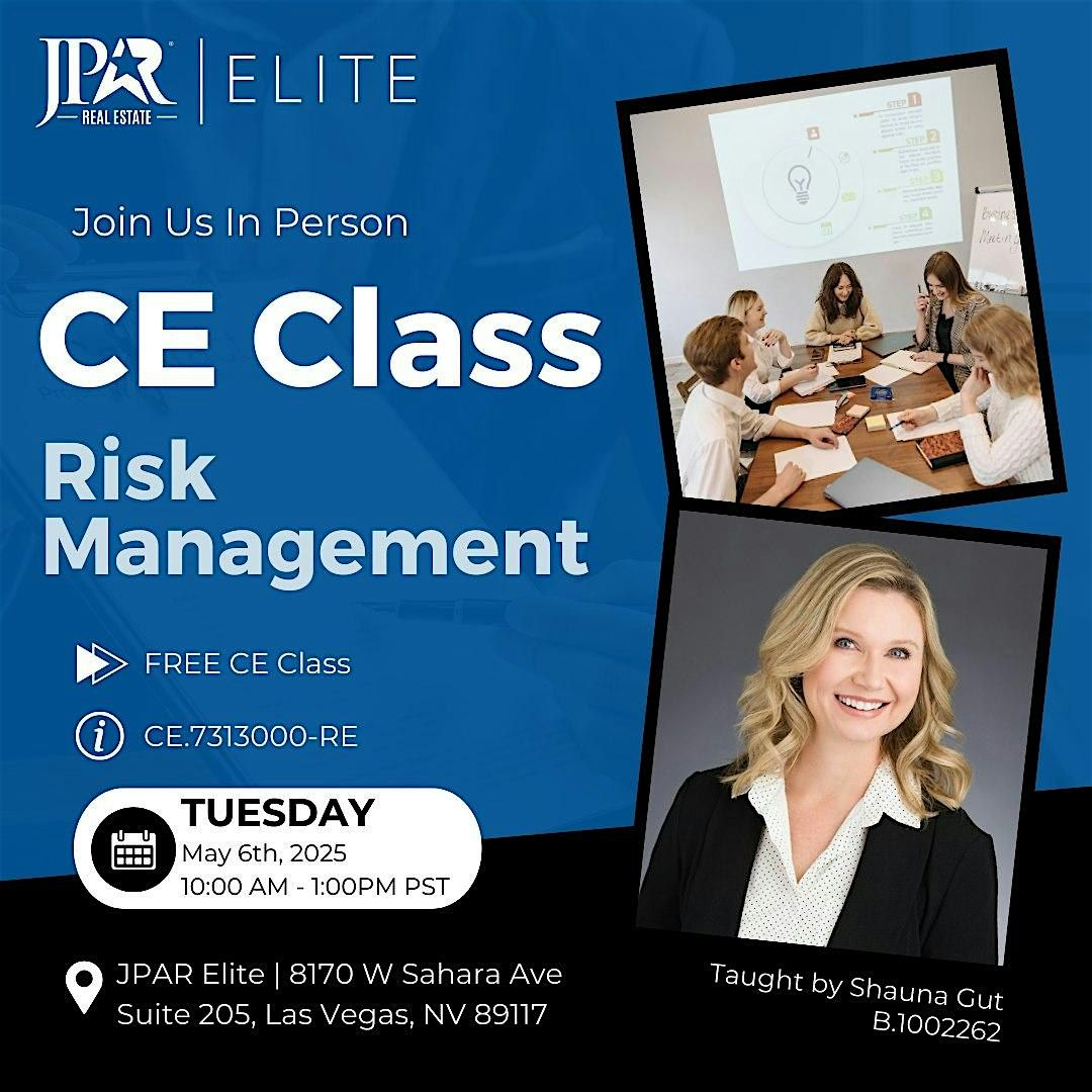 CE Class: Risk Management at 8170 W Sahara Ave suite 205, Las Vegas on ...